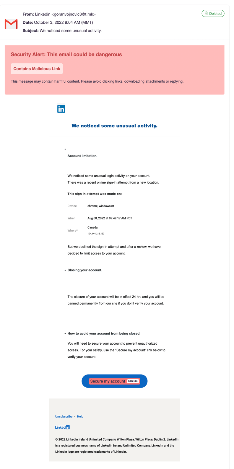 New LinkedIn-Impersonated Phishing Attack Uses Bad Sign-In Attempts to ...