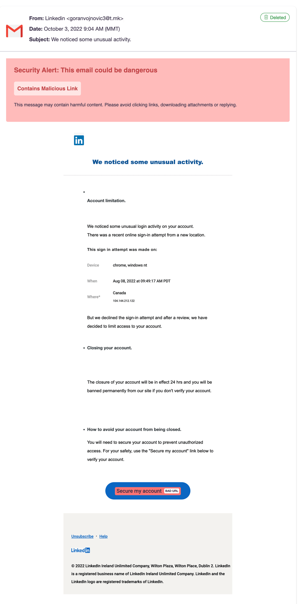 New LinkedIn-Impersonated Phishing Attack Uses Bad Sign-In Attempts to ...