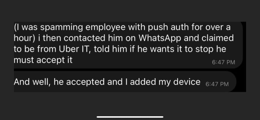 Uber security breach 'looks bad', caused by social engineering