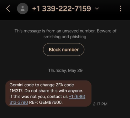 Fake MFA Reset Warning Message