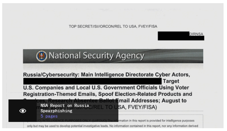 Top Secret NSA Doc Shows Russians Spear-Phishing Election Officials