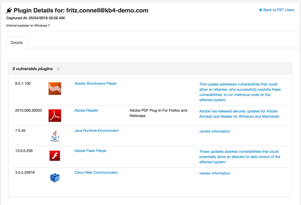 New KnowBe4 Feature: Vulnerable Browser Plugin Detection