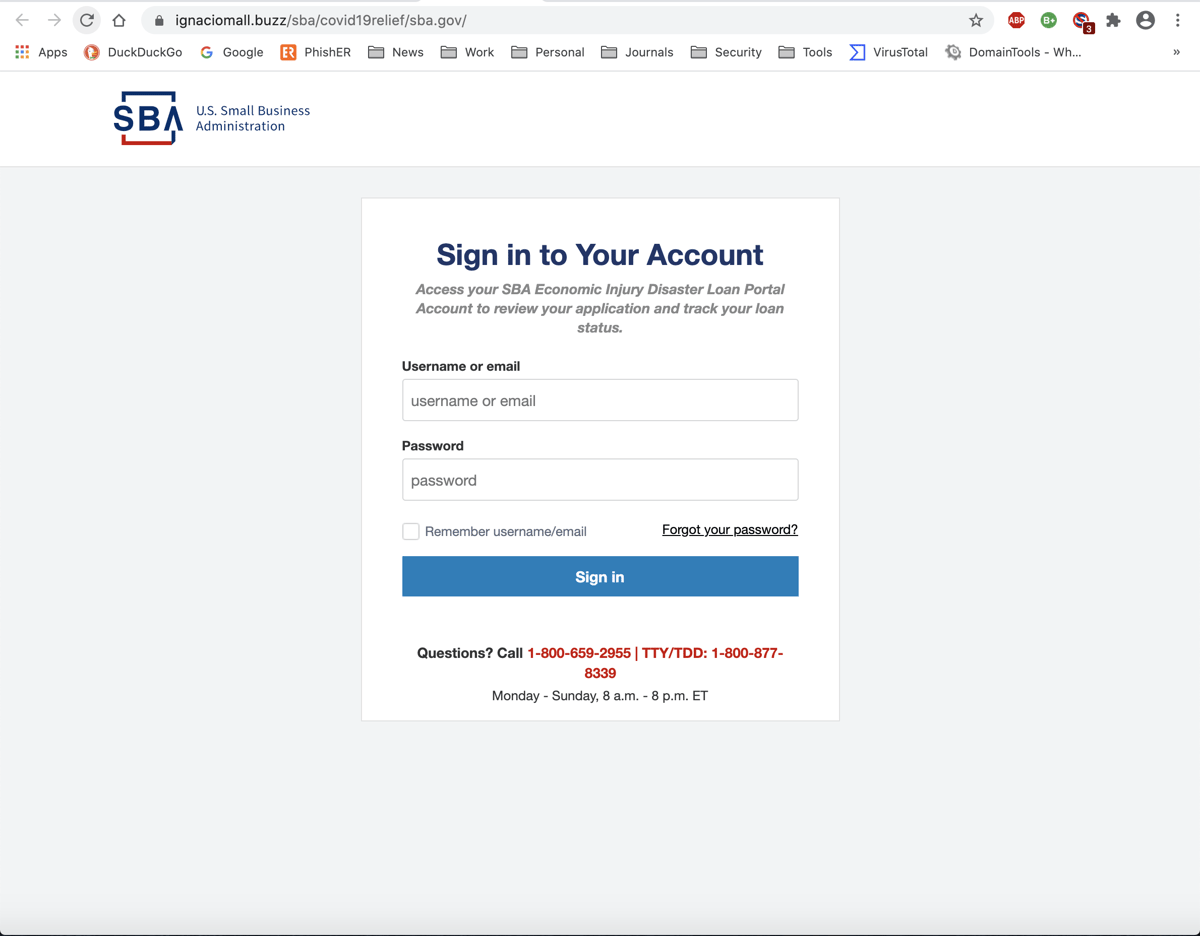 FOLLOWUP: Small Business Administration Phishing Campaign