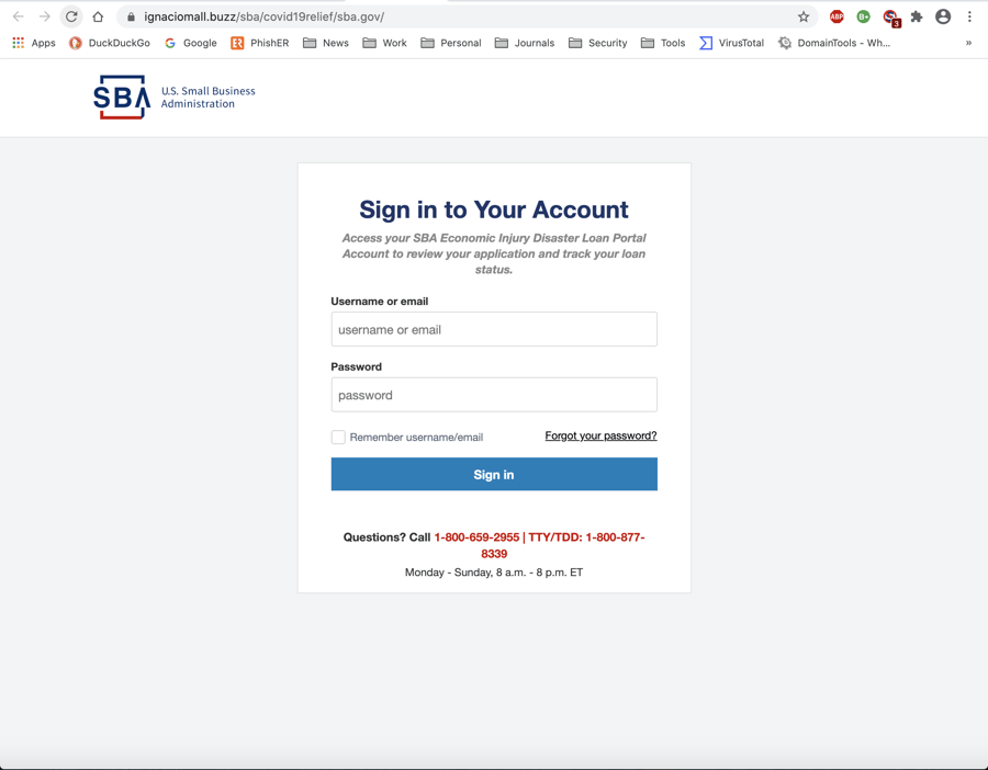 FOLLOWUP: Small Business Administration Phishing Campaign