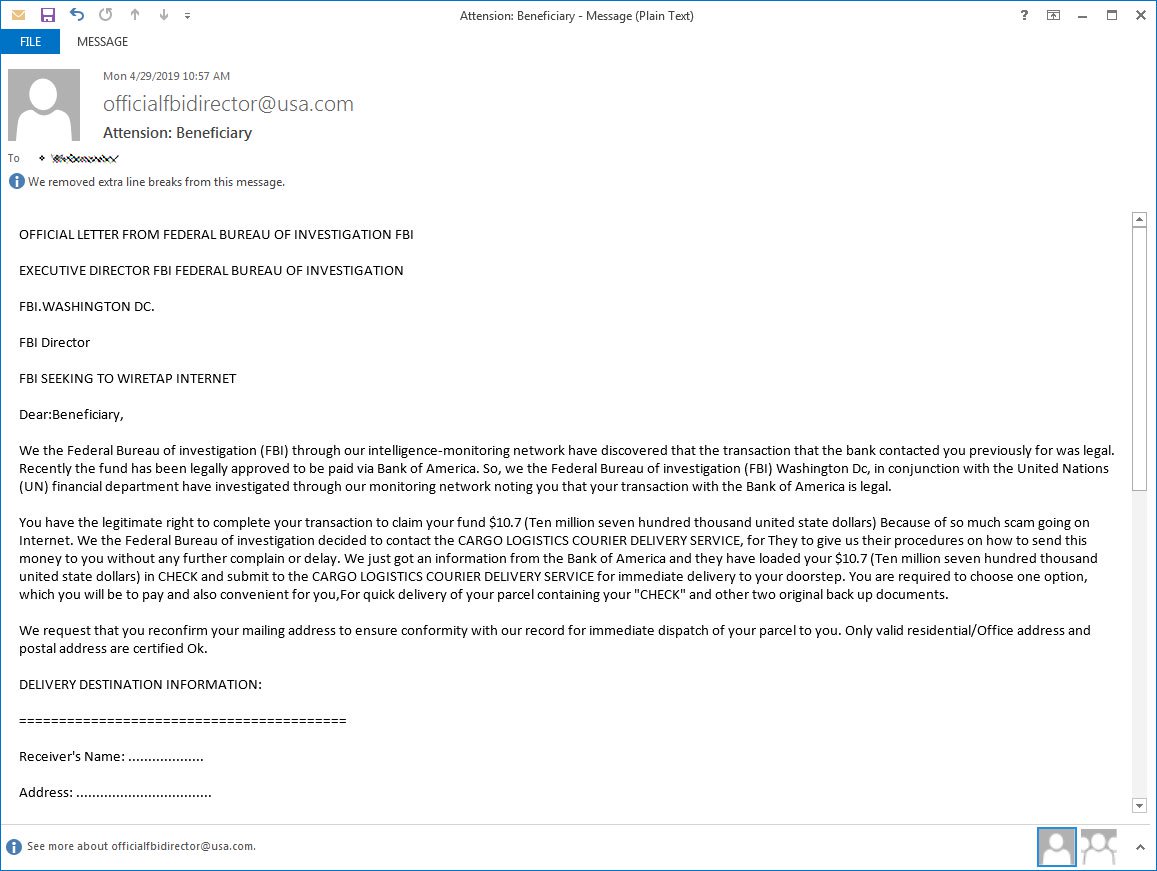 New Phishing Campaign From 'FBI Director Wray' is Hysterical