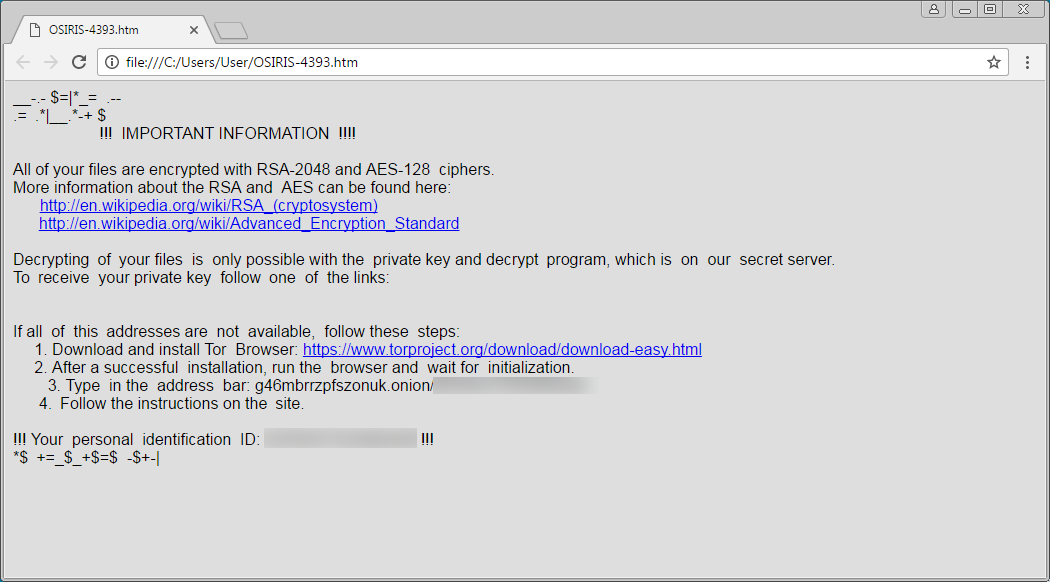 Locky Ransomware Campaign Using Osiris Extension from Egyptian Mythology